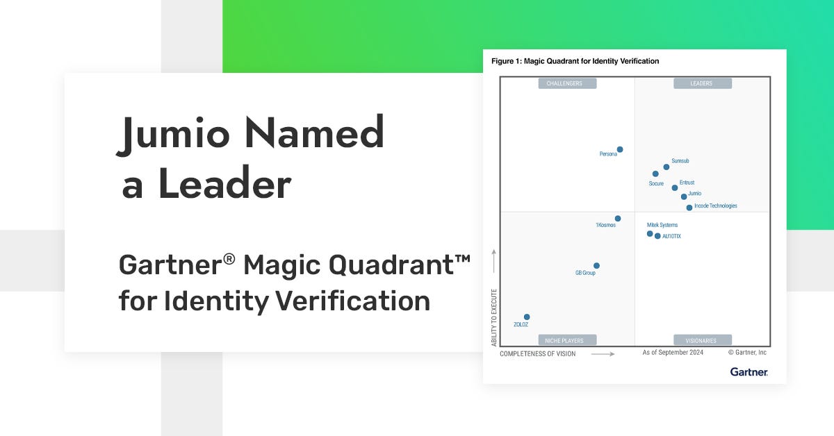 Jumio Named a Leader in the 2024 Gartner® Magic Quadrant™ for Identity Verification