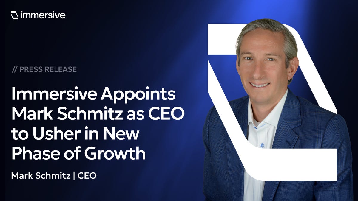 Immersive Appoints Mark Schmitz as CEO to Usher in New Phase of Growth